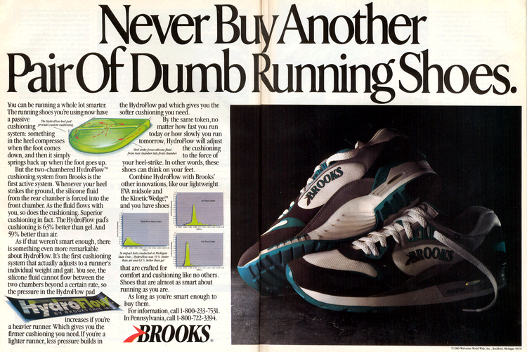 Retro Advertisement from June 1989, Brooks Hydroflow – The Runner's Shop